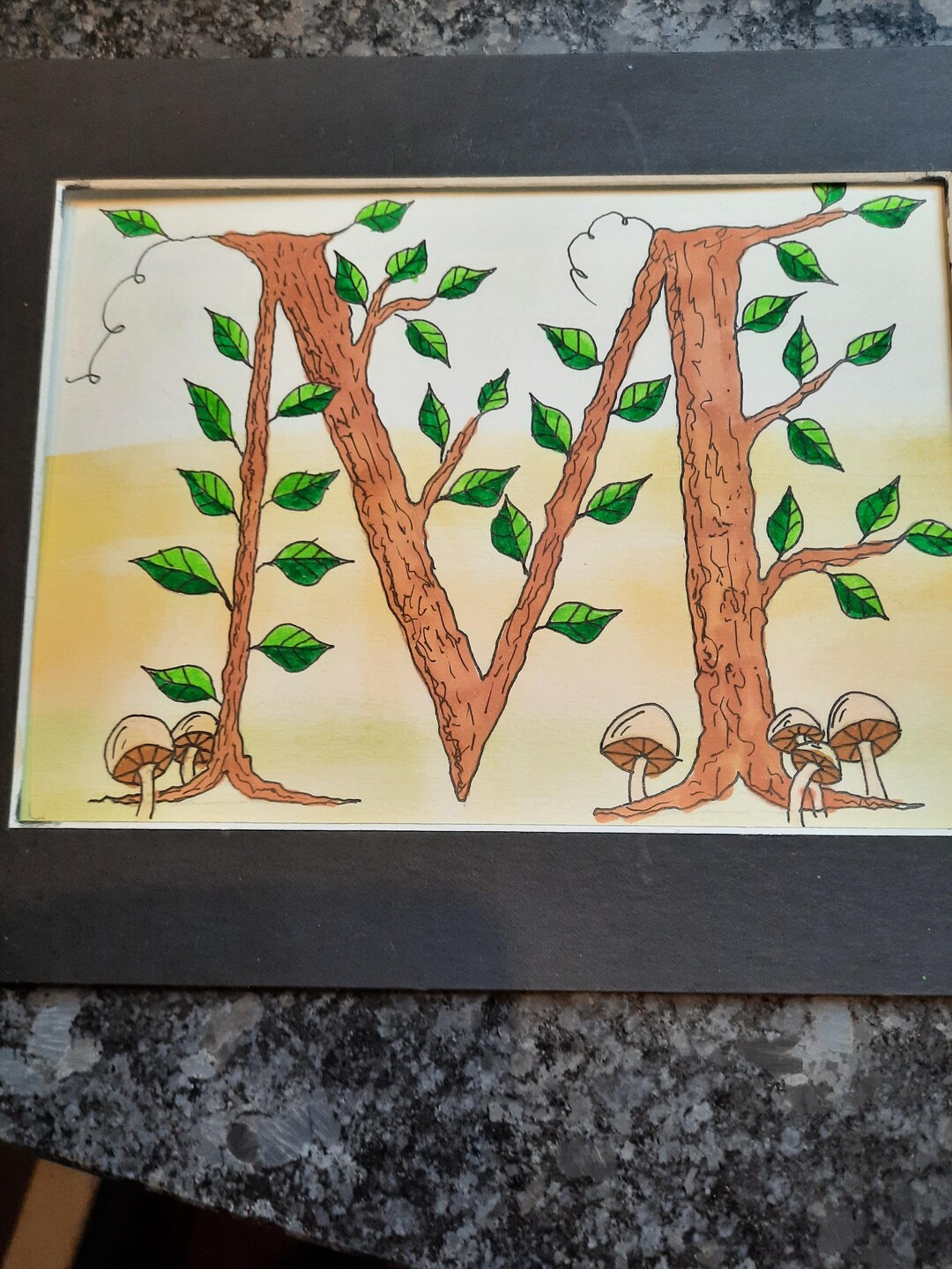 Original Mixed Media Letter Trees: Letter M. Hand Made Aboard ...