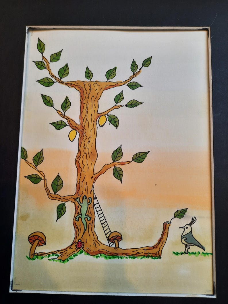 Original Mixed Media Letter Trees: Letter L. Hand Made Aboard ...