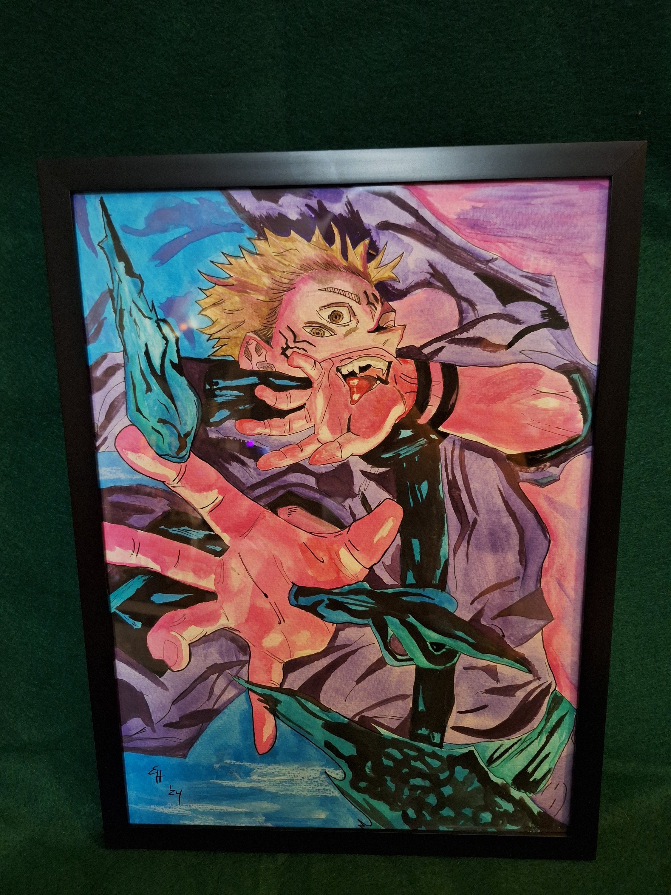 Jujutsu Kaisen (ryomen Sukuna) 11x15" Framed Hand Drawn and Painted ...