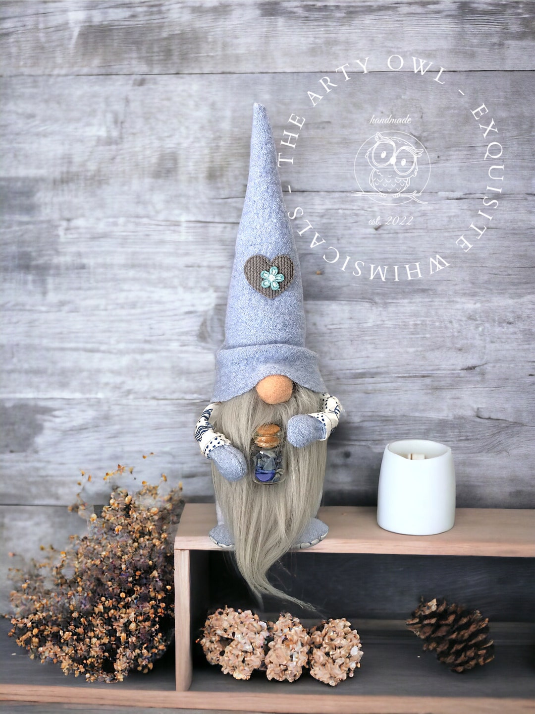 The Throat Chakra Gnome, With FREE Chakra Necklace. Hand-made Gnome ...