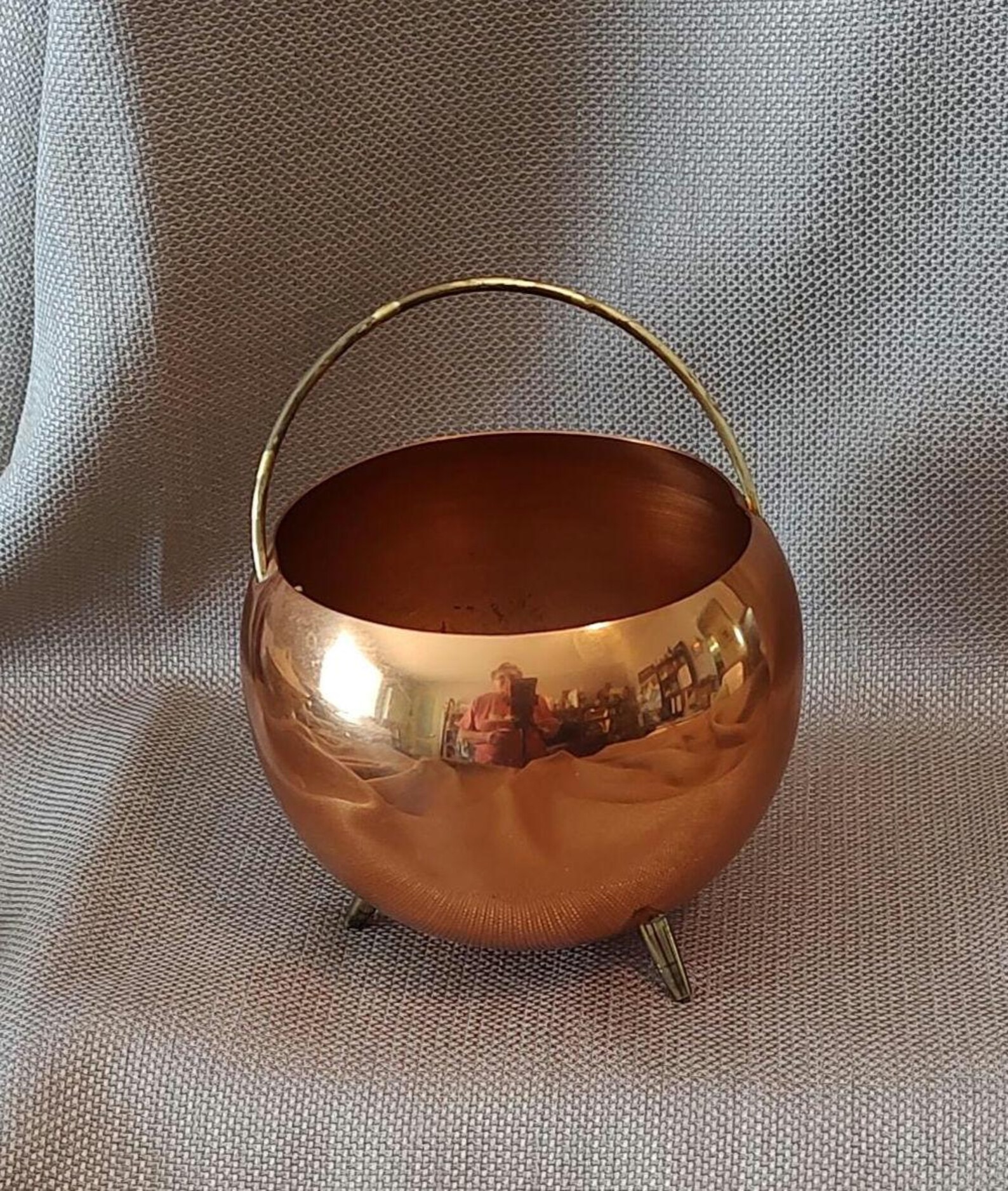 Coppercraft Guild, Jar With Handle, Candy Dish, Small Indoor Planter, Collectable, Vintage, Good ...