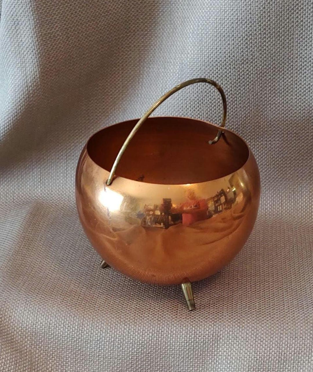 Coppercraft Guild, Jar With Handle, Candy Dish, Small Indoor Planter, Collectable, Vintage, Good ...