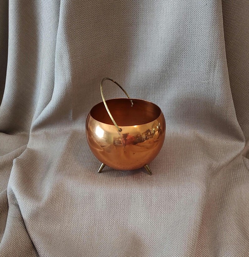 Coppercraft Guild, Jar With Handle, Candy Dish, Small Indoor Planter, Collectable, Vintage, Good ...