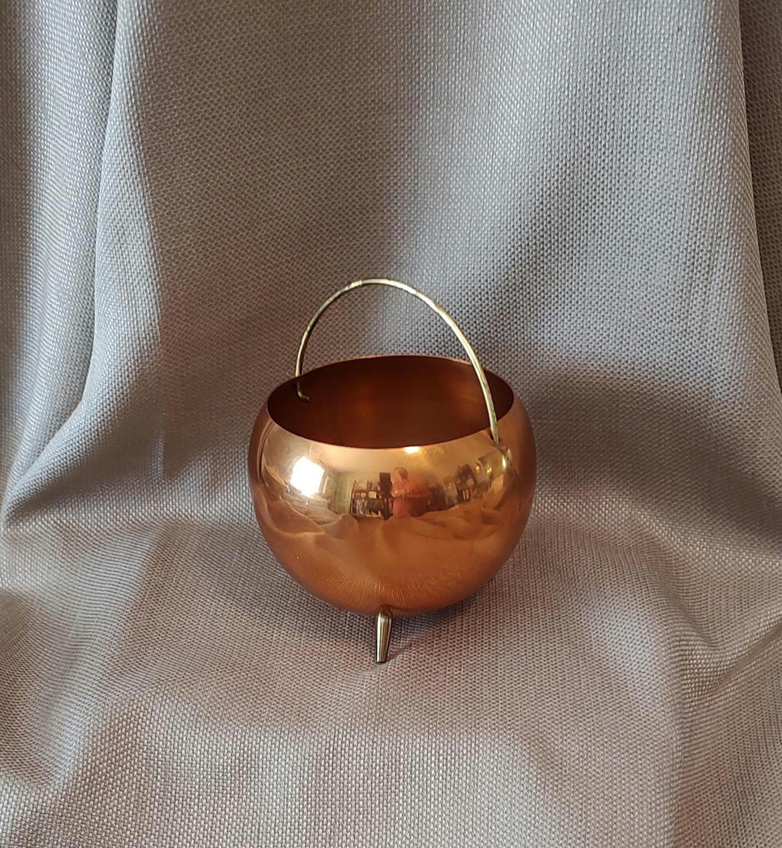 Coppercraft Guild, Jar With Handle, Candy Dish, Small Indoor Planter, Collectable, Vintage, Good ...