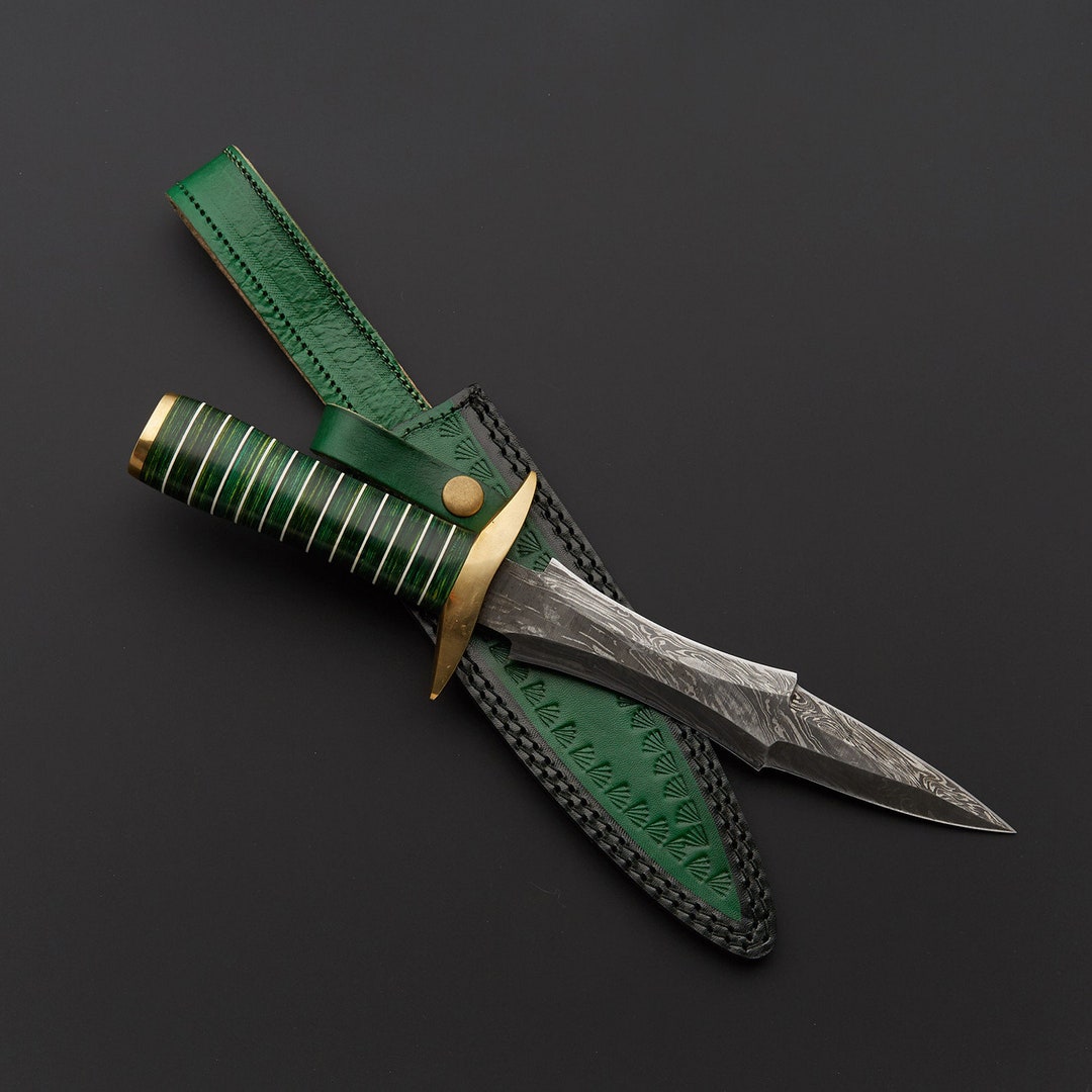 THE GREEN ARICELLI - Handmade Green Dagger Knife - Custom Hand Forged ...