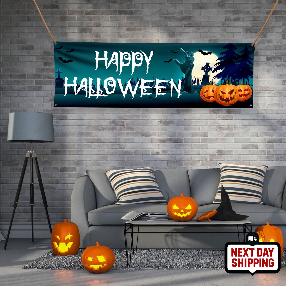 Halloween Banner, Halloween Party Decorations, Pumpkin Halloween Banner ...