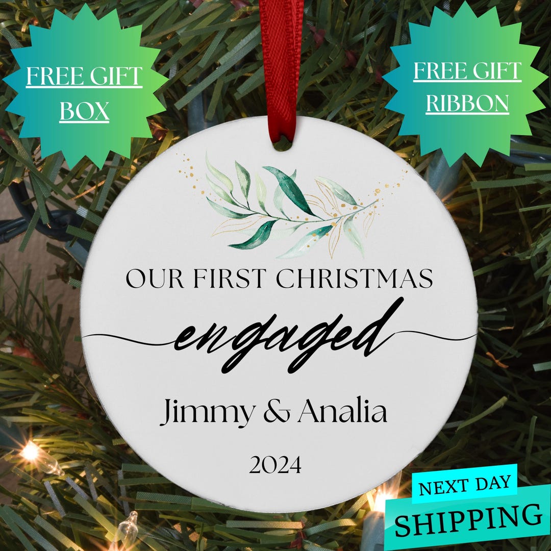 Our First Christmas Engaged Ornament, Memorial Ornament, Engagement ...