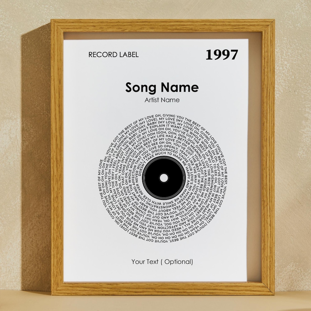 Custom Lyrics Frame, Custom Song Lyrics Frame, Large Wall Art, Framed ...