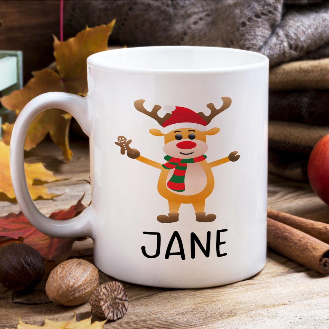 Custom Christmas Name Mug, Christmas Coffee Mug, Snowman Mug, Reindeer ...