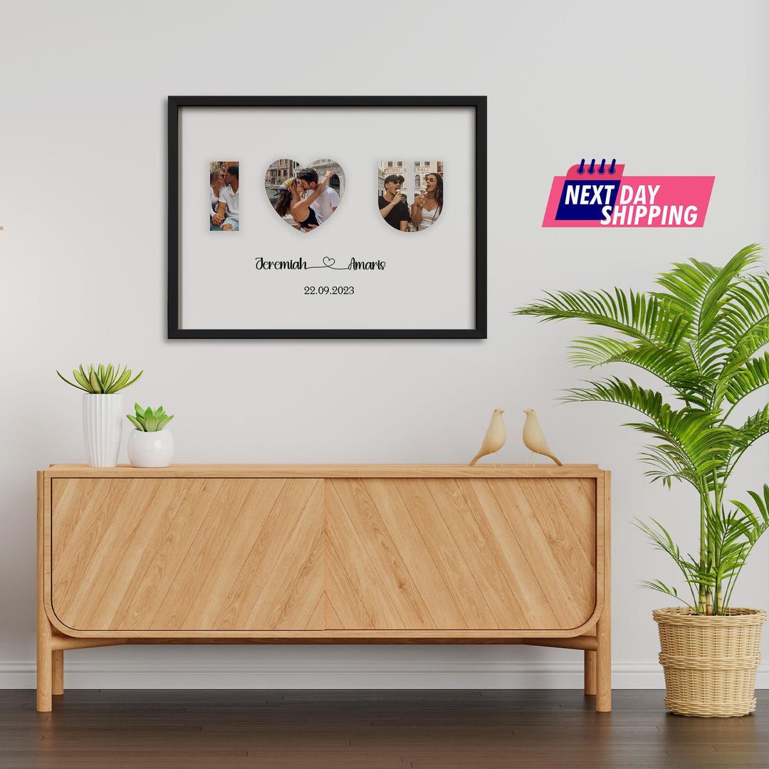 Custom Couple Photo Collage Frame, Anniversary Gift, Wall Decor ...