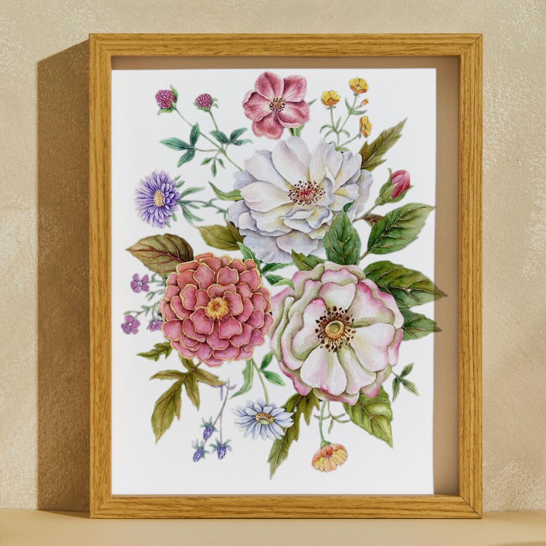 Floral Wall Art, Home Decor, Living Room Decor, Wooden Frame, Room ...