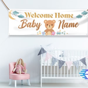 Custom Welcome Home Baby Banner, Baby Decor, Baby Announcement, Baby ...