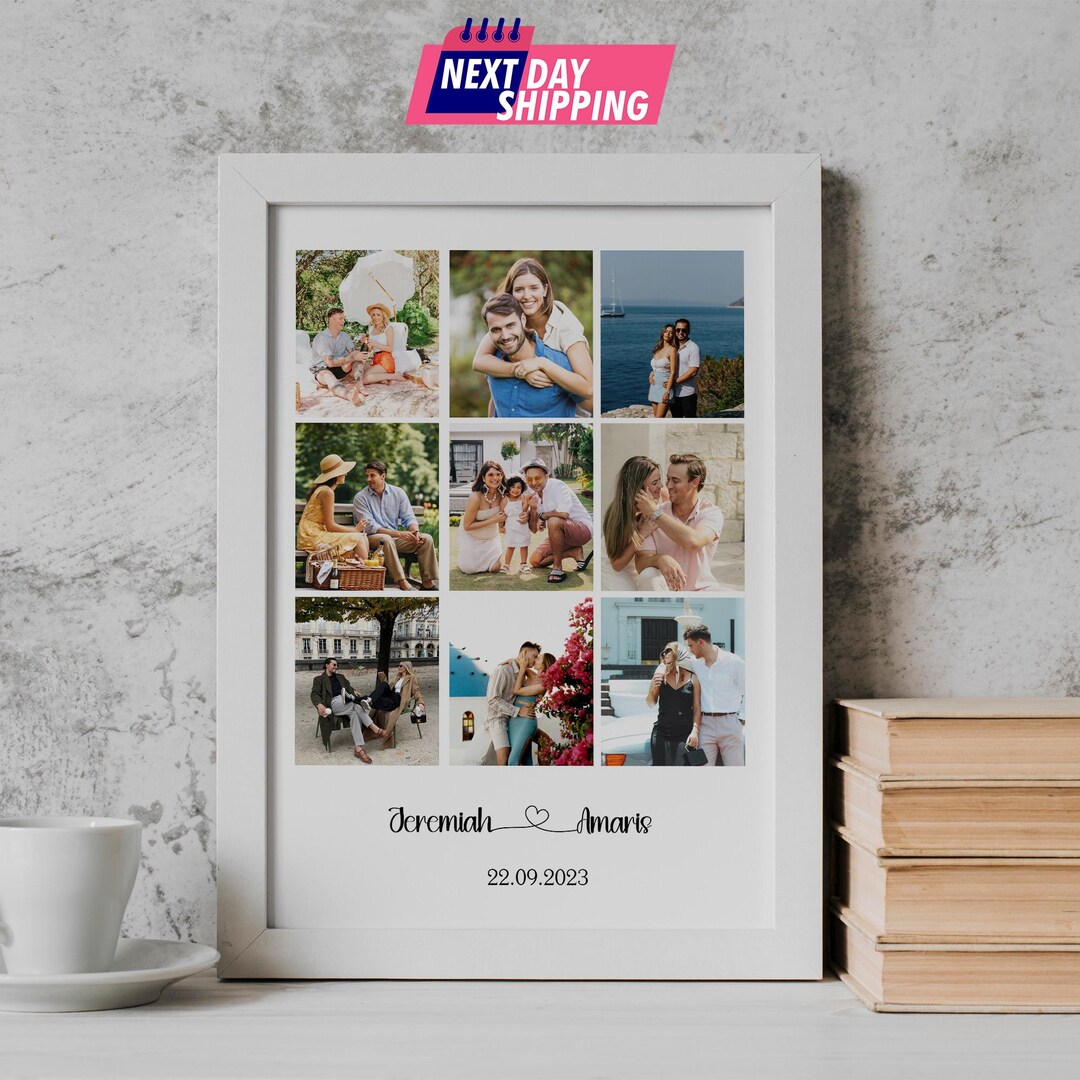 Custom Memorial Photo Collage Frame, Anniversary Gift, Wall Art ...