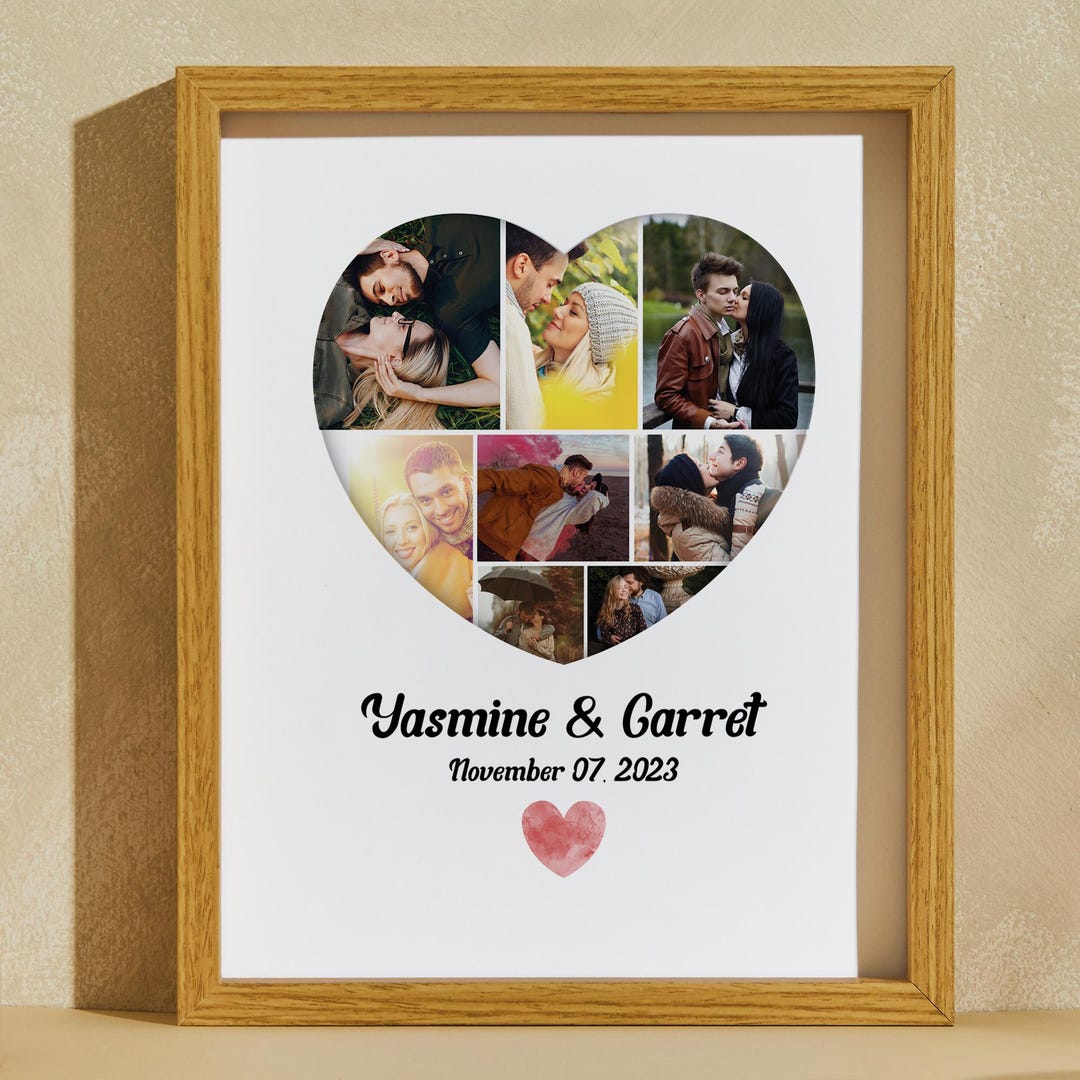 Custom Couple Photo Collage Frame, Anniversary Gift, Valentine's Day ...