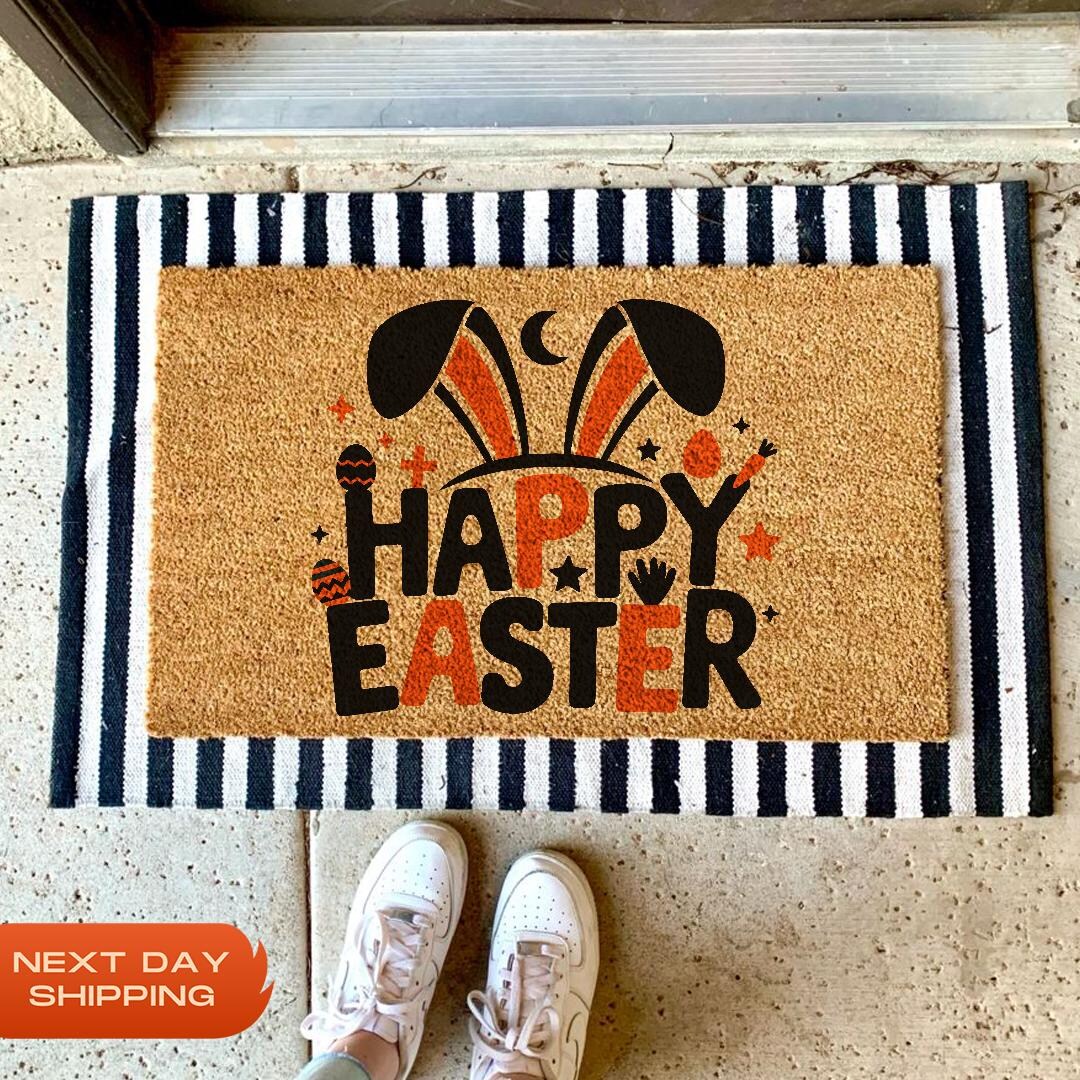 Happy Easter Doormat, Easter Decor, Easter Door Mat, Welcome Mat ...