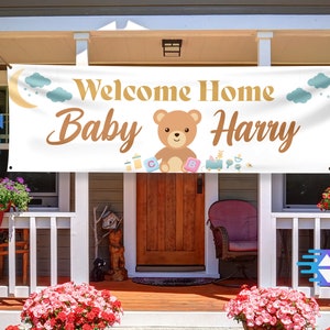 Custom Welcome Home Baby Banner, Baby Decor, Baby Announcement, Baby ...