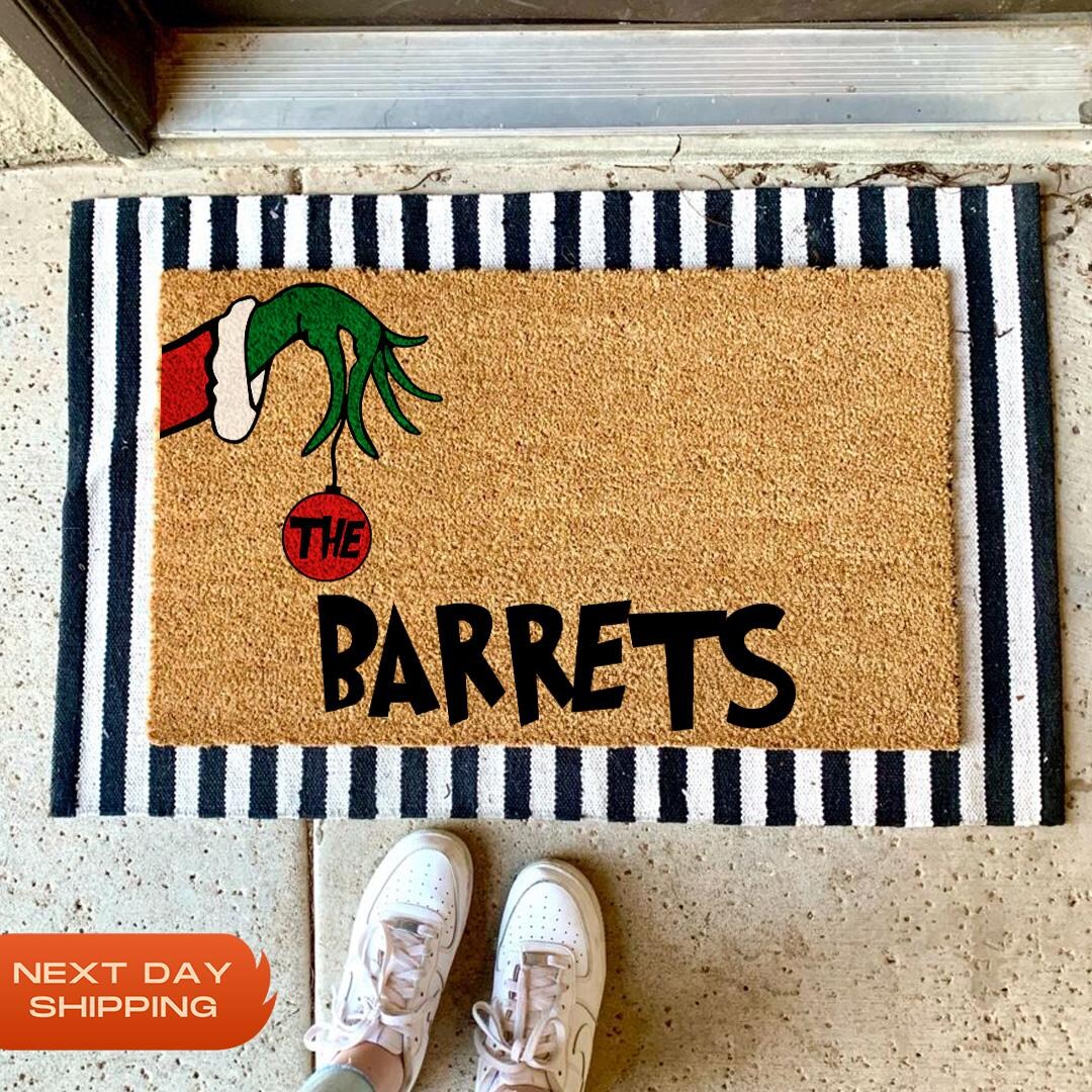 Custom Grinch Doormat, Christmas Gift, Christmas Doormat, Front Door ...