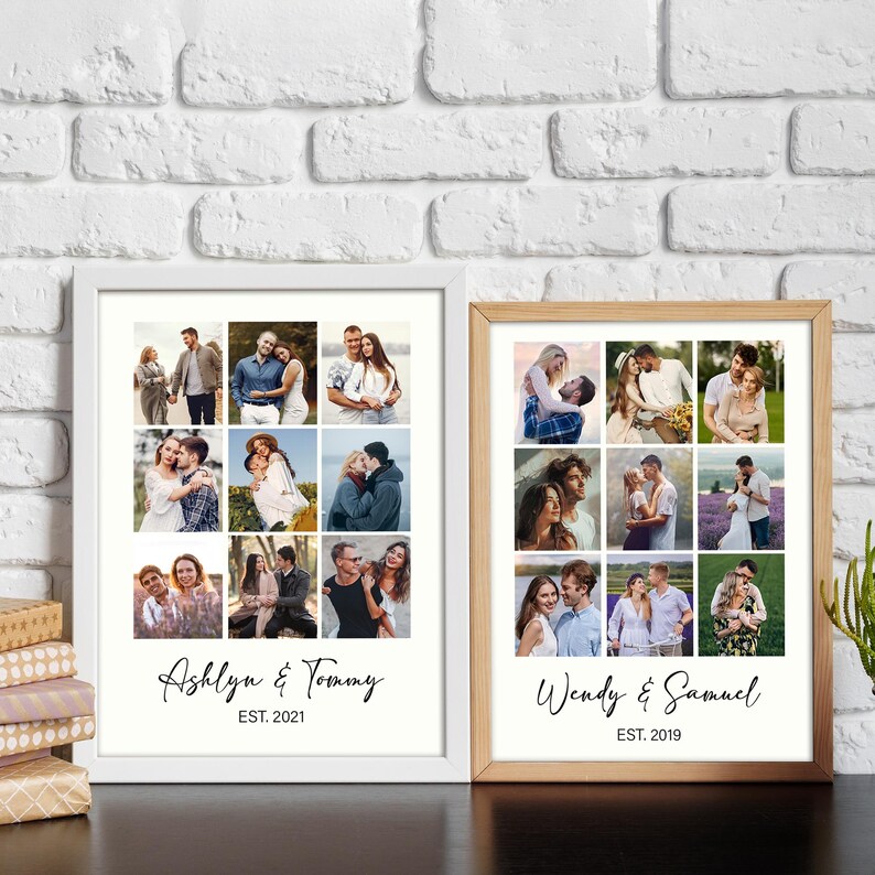 Custom Memorial Photo Collage Frame, Anniversary Gift, Wall Art ...