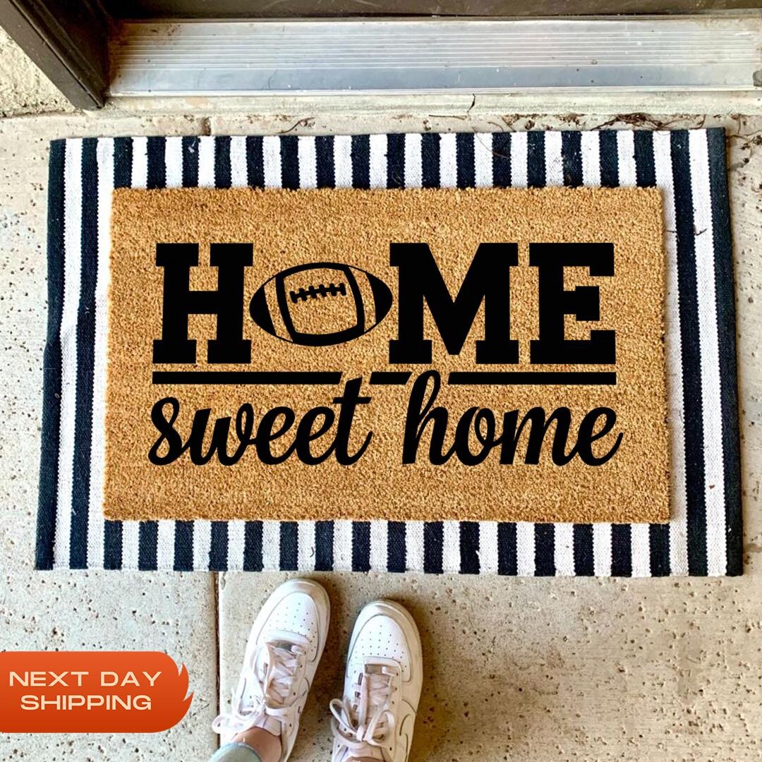 Home Sweet Home Football Doormat, Welcome Mat, Outdoor Doormat, Home ...