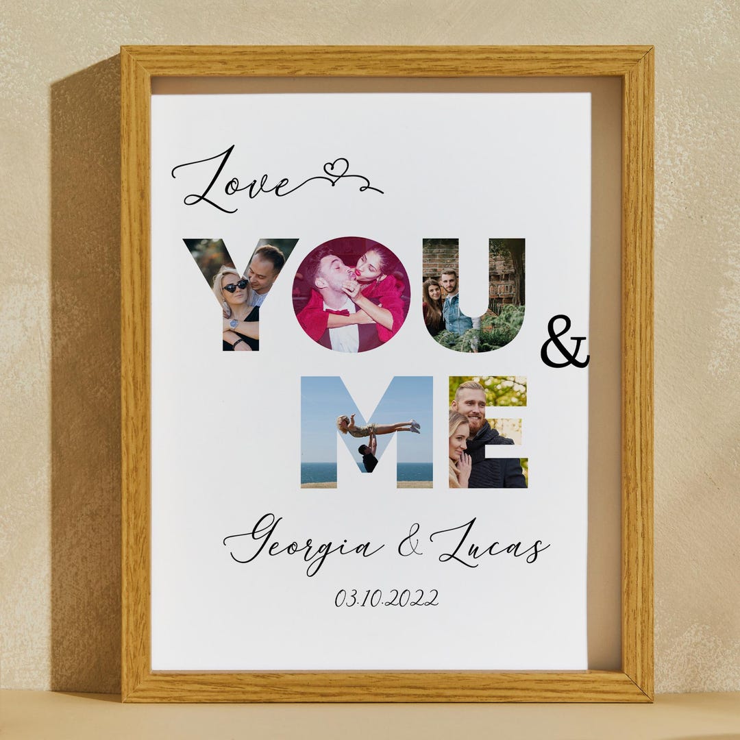 Custom Couple Photo Collage Frame, Valentine's Day Gift, Picture ...