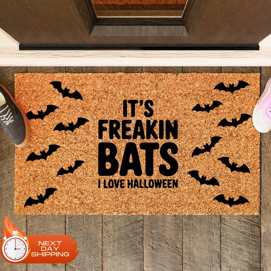 Its Freakin' Bats I Love Halloween Doormat, Funny Doormat, Welcome Mat ...