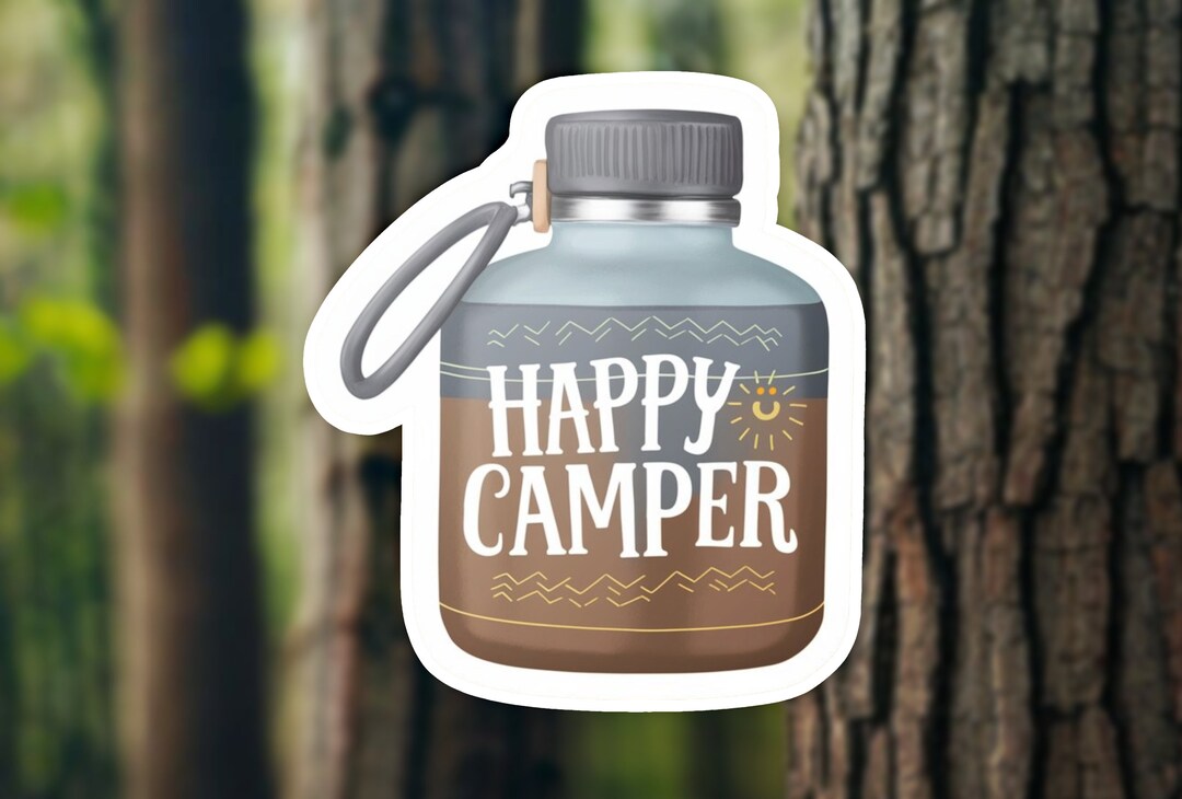Happy Camper Canteen Sticker Outdoor Adventure Decal for Water Bottles ...