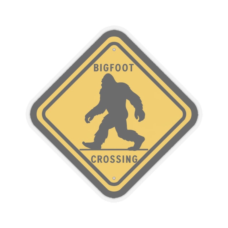 Bigfoot Crossing Sign Sticker | Retro Bigfoot Silhouette Decal | Yellow ...