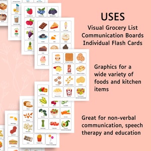 Visual Grocery List for Kids, Food Flashcards for Toddler, Printable ...