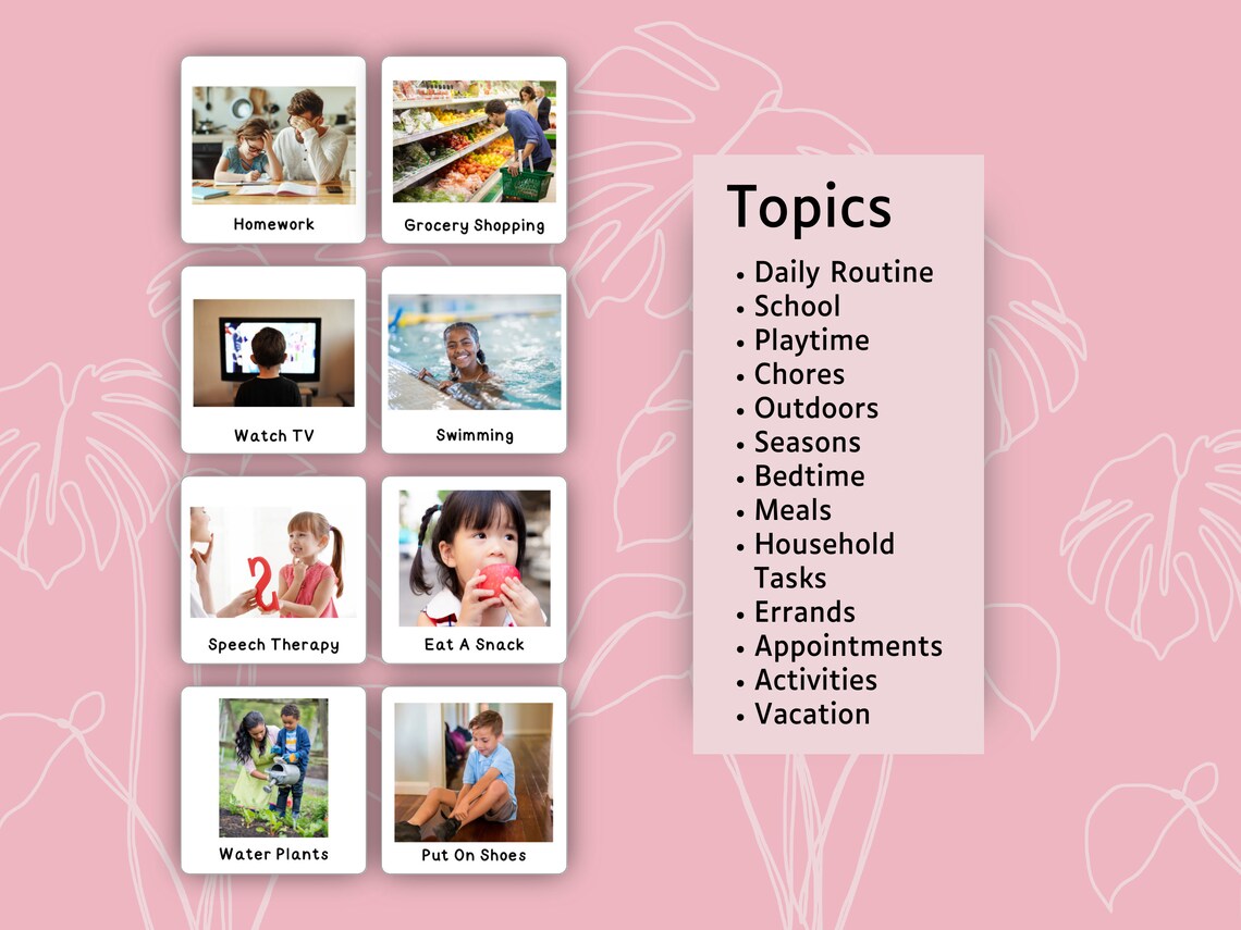 Visual Daily Schedule for Kids, Non Verbal Autism Communication Boards ...