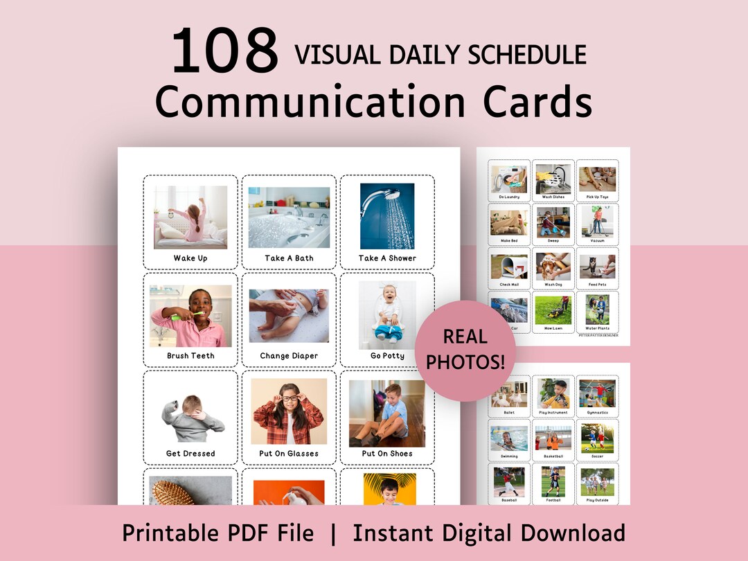 Visual Daily Schedule for Kids, Non Verbal Autism Communication Boards ...