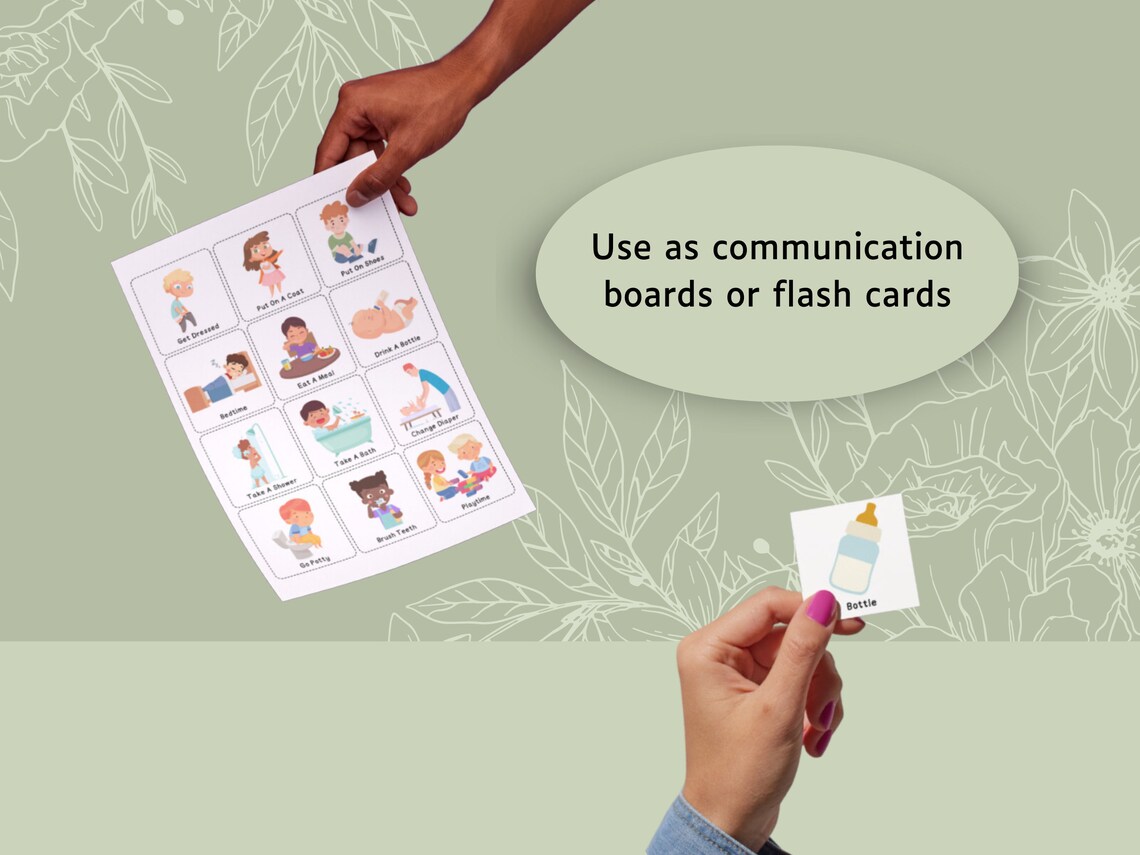 Visual Communication Cards for Autism, Printable Non Verbal Flash Cards ...