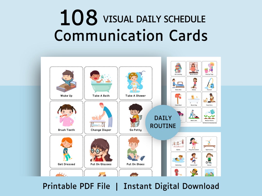 Printable Daily Routine Cards for Kids, Visual Schedule Boards for Non ...