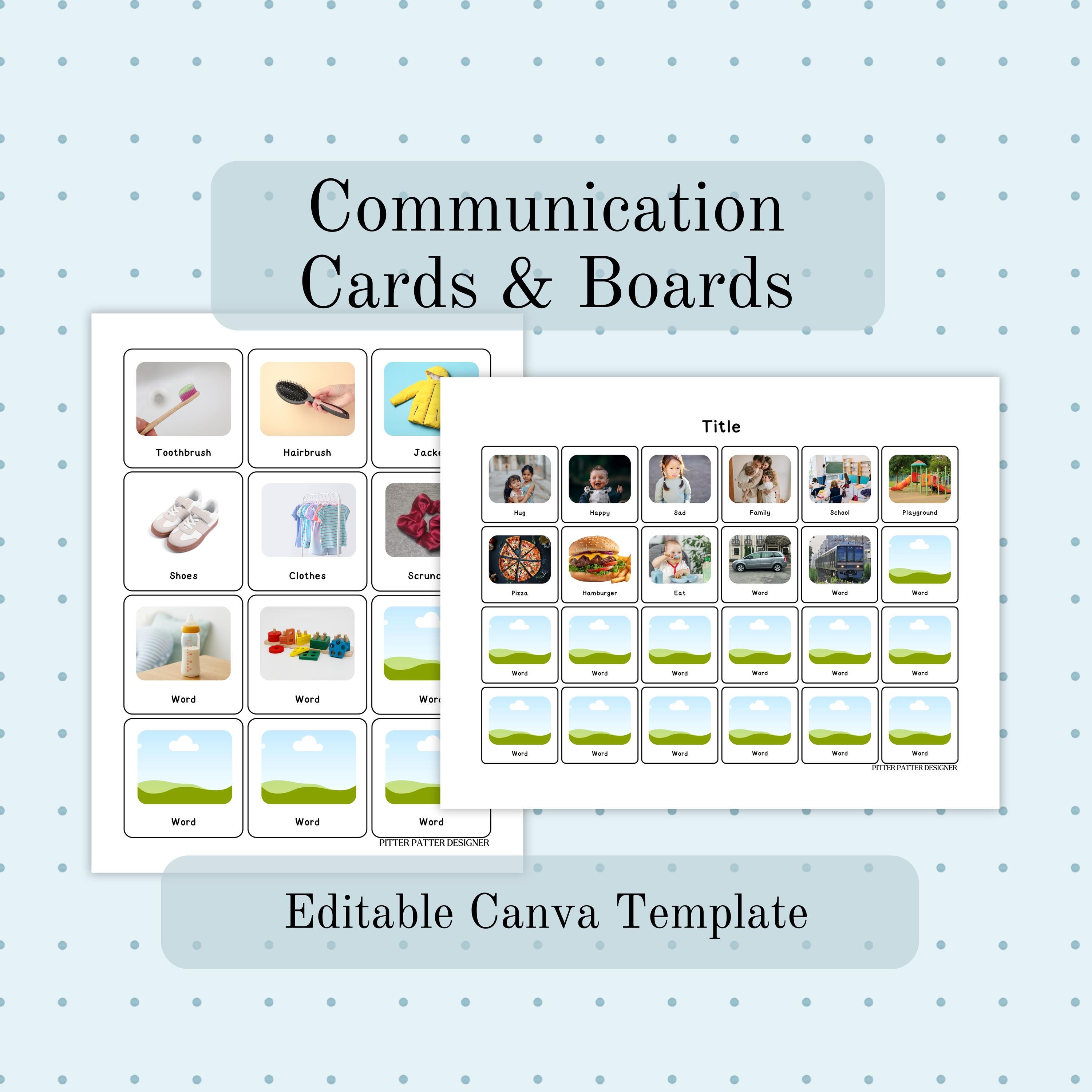 Editable Template for Communication Cards and AAC Boards for Non Verbal ...