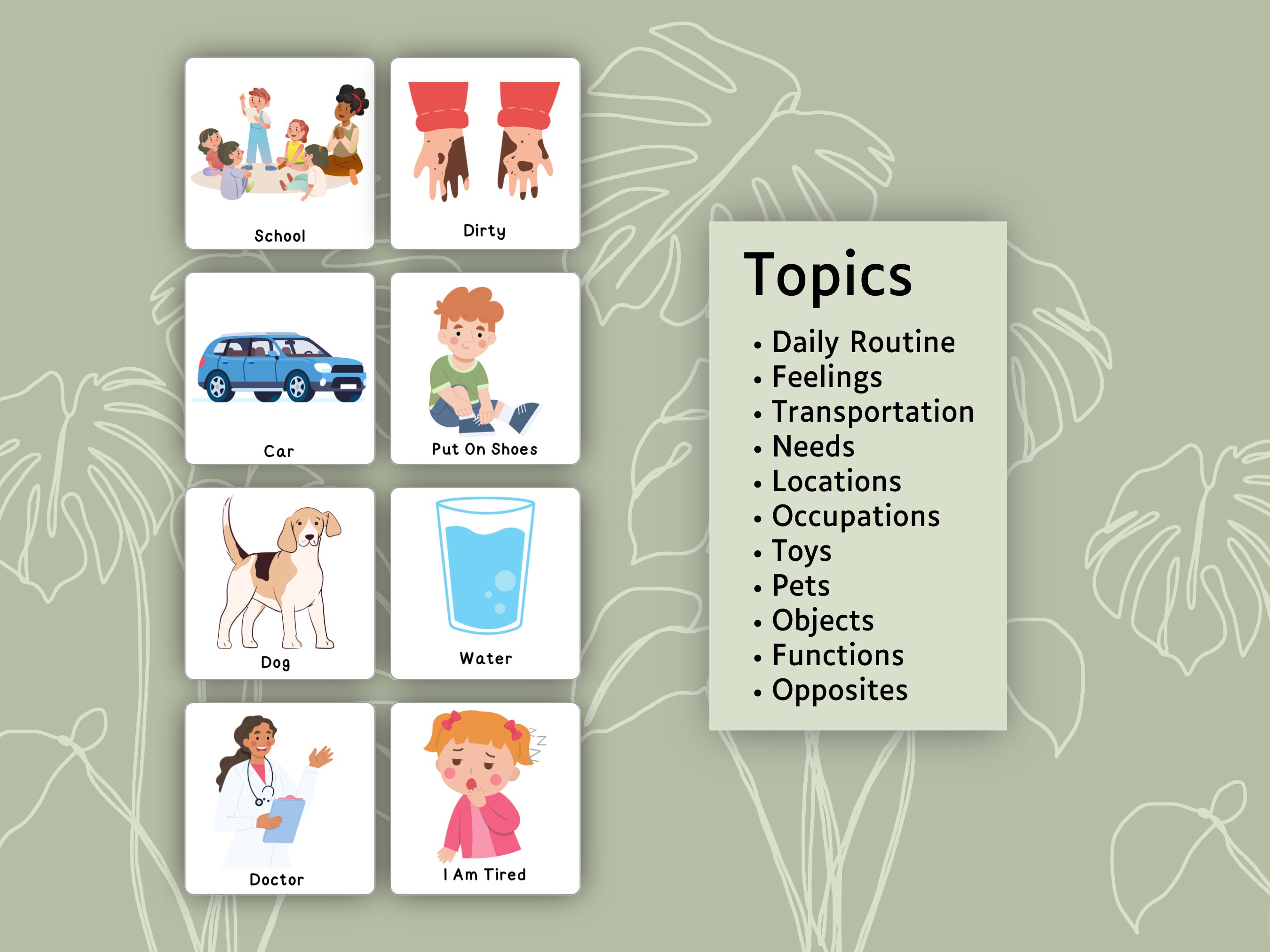Visual Communication Cards for Autism, Printable Non Verbal Flash Cards ...