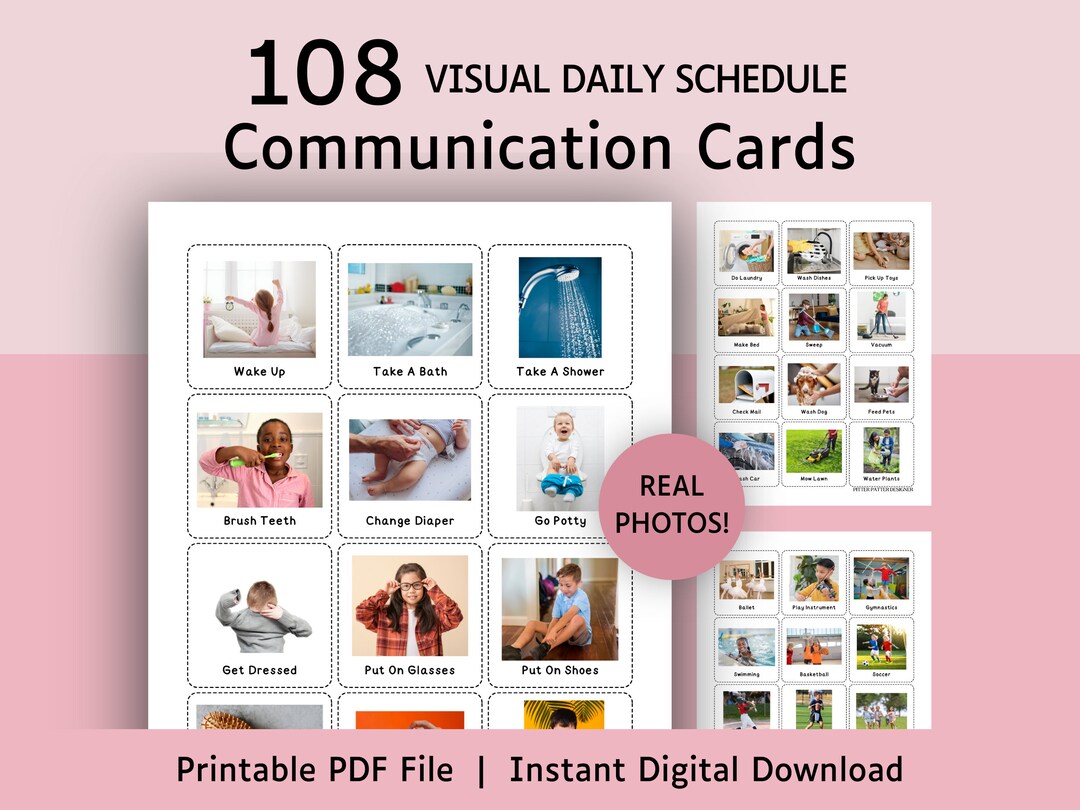 Visual Daily Schedule for Kids, Non Verbal Autism Communication Boards ...