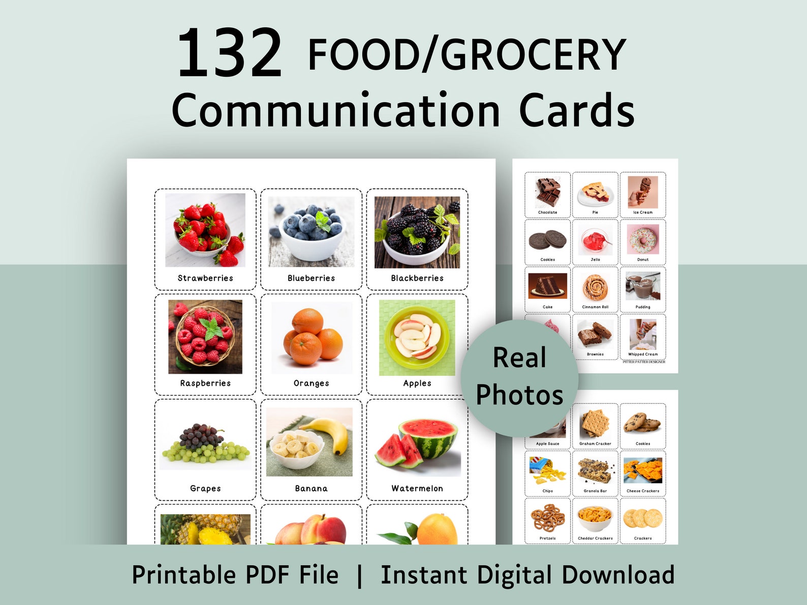 Food Flashcards for Visual Grocery List, Communication Cards for Non ...