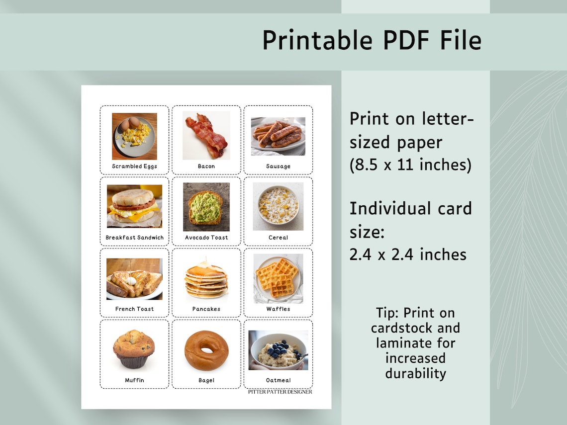 Food Flashcards for Visual Grocery List, Communication Cards for Non ...