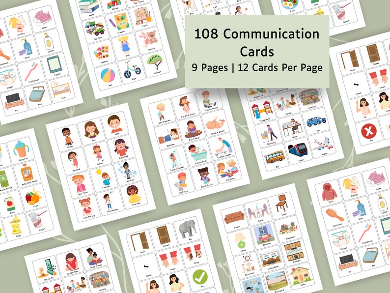 Visual Communication Cards for Autism, Printable Non Verbal Flash Cards ...