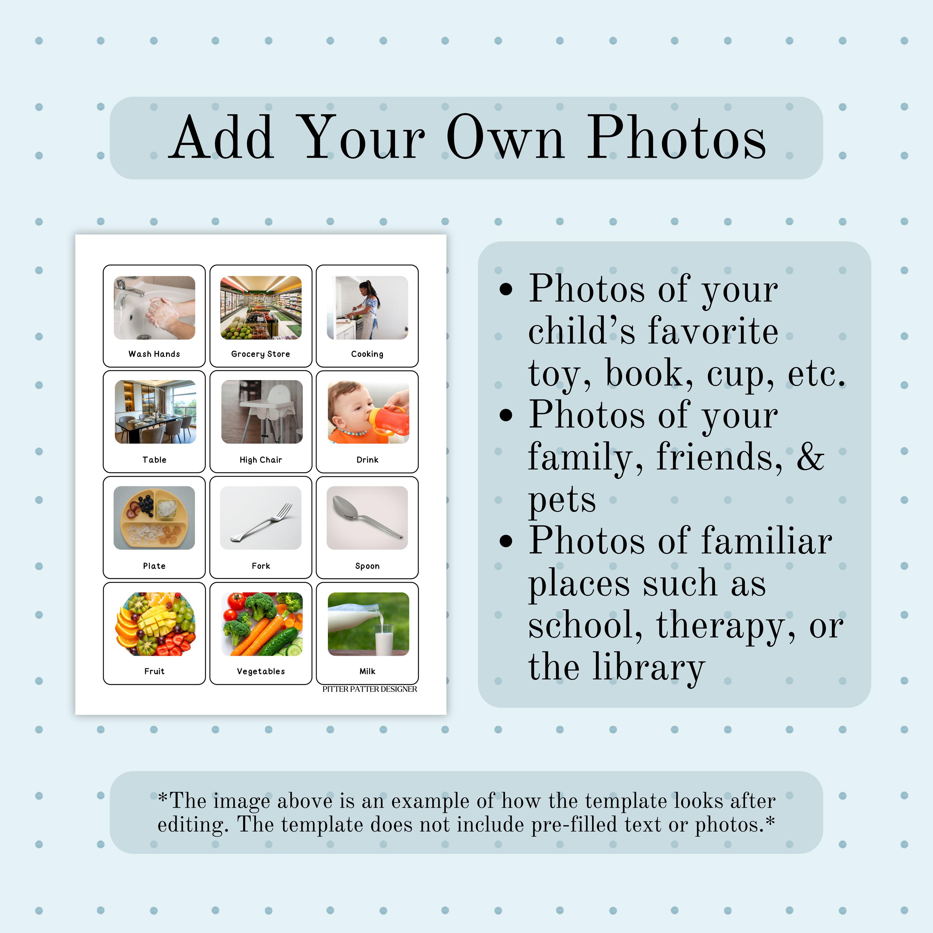 Editable Template for Communication Cards and AAC Boards for Non Verbal ...