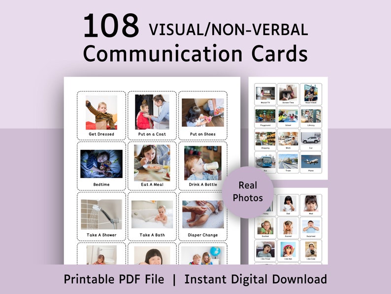 Printable Non Verbal Communication Cards for Autism, Visual Schedule ...