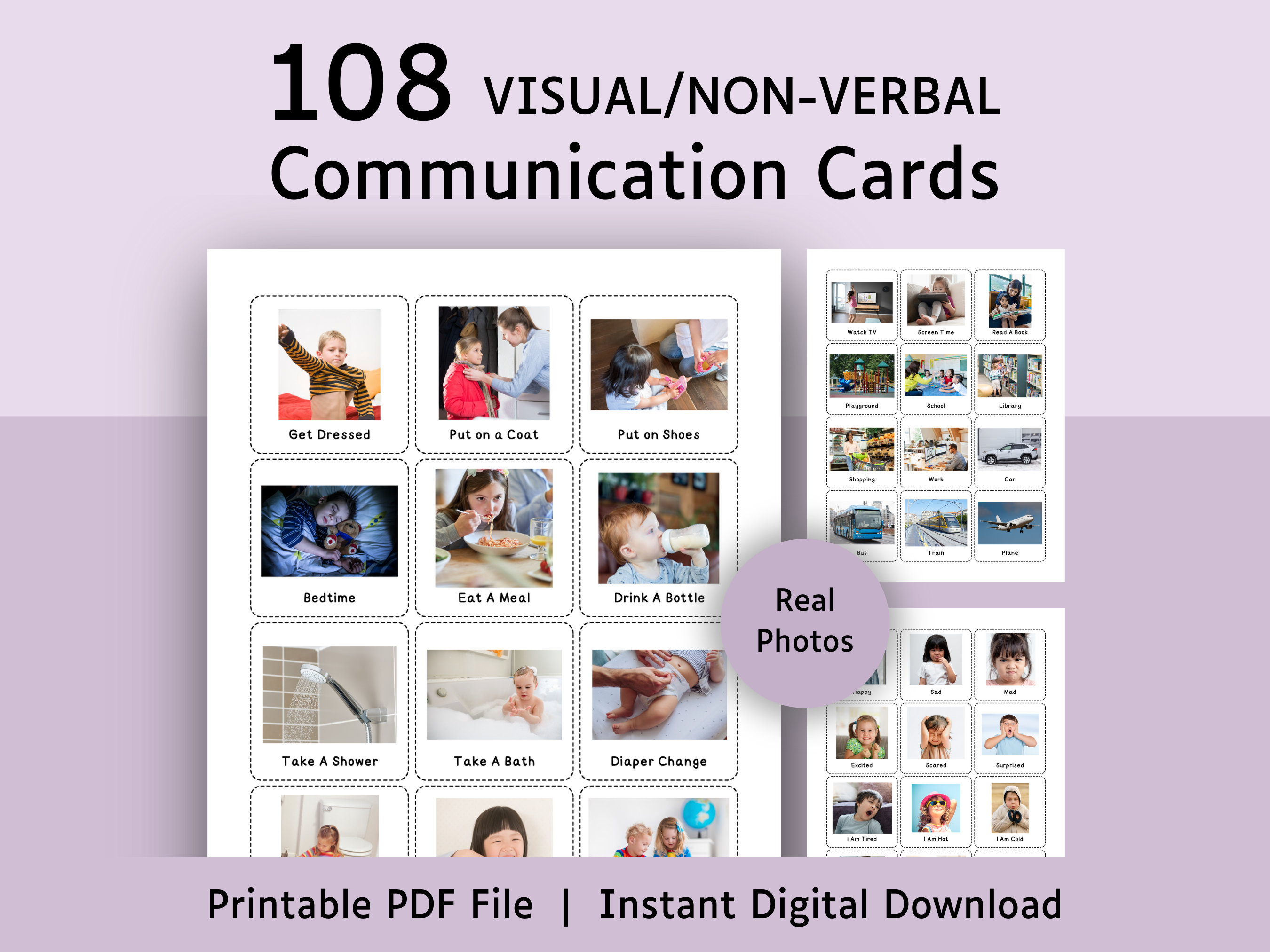 Printable Non Verbal Communication Cards for Autism, Visual Schedule ...