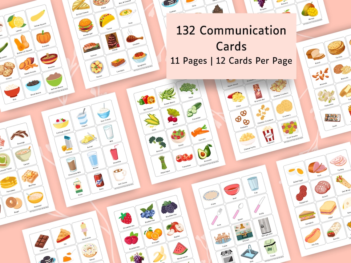 Visual Grocery List for Kids, Food Flashcards for Toddler, Printable ...