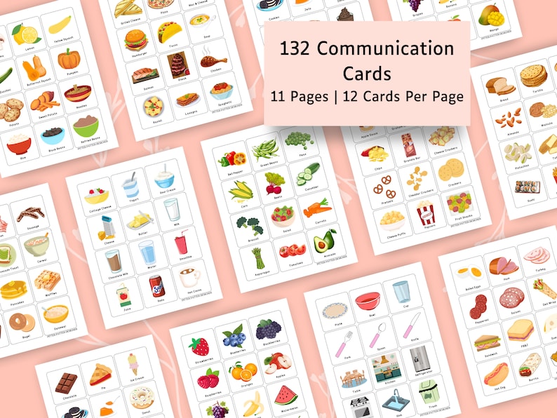 Visual Grocery List for Kids, Food Flashcards for Toddler, Printable ...
