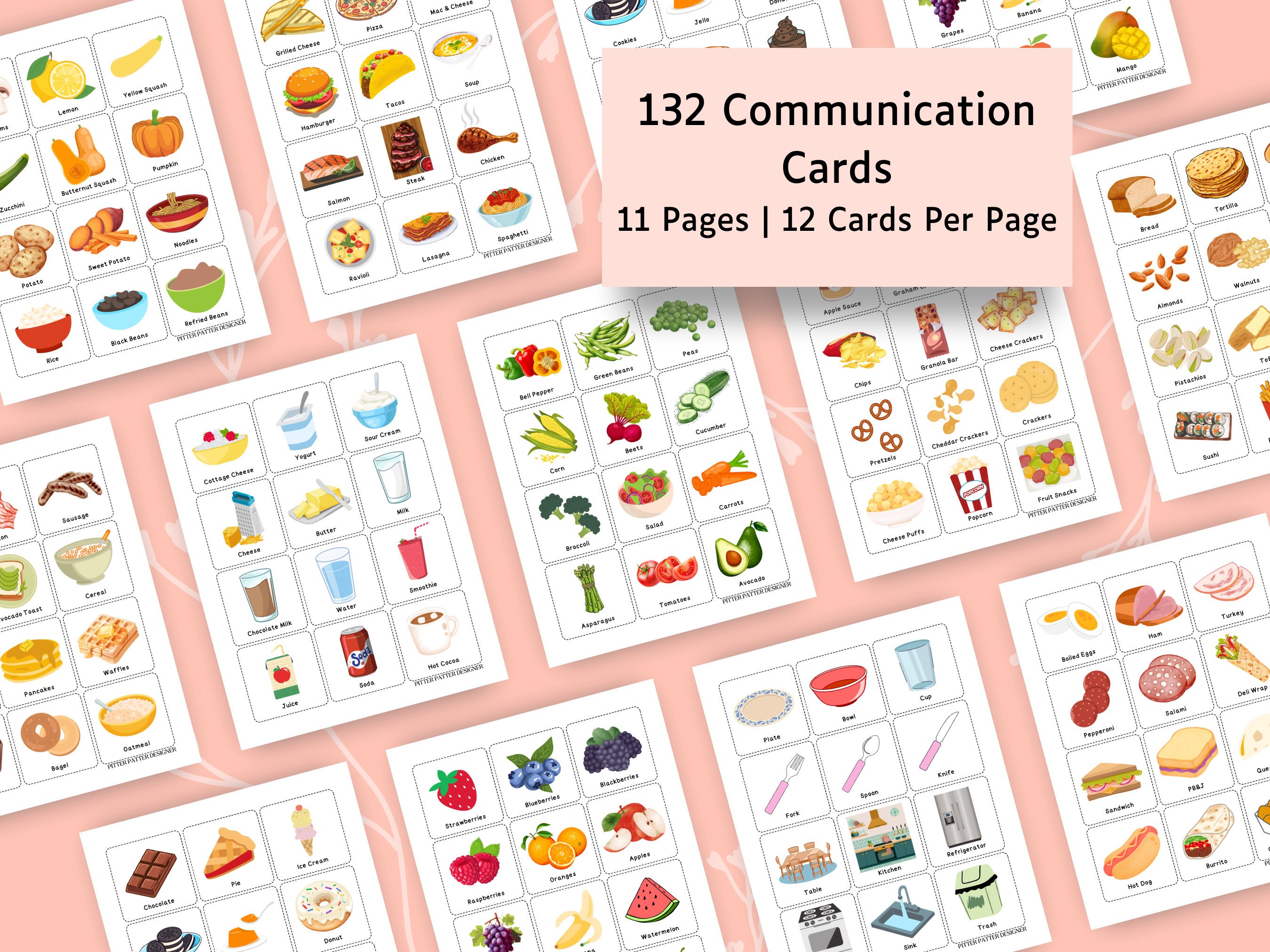 Visual Grocery List for Kids, Food Flashcards for Toddler, Printable ...