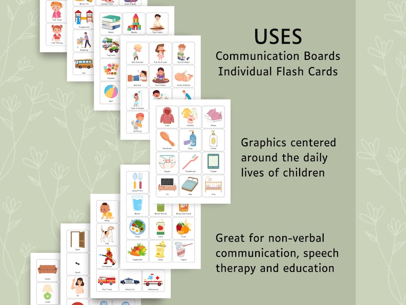 Visual Communication Cards for Autism, Printable Non Verbal Flash Cards ...