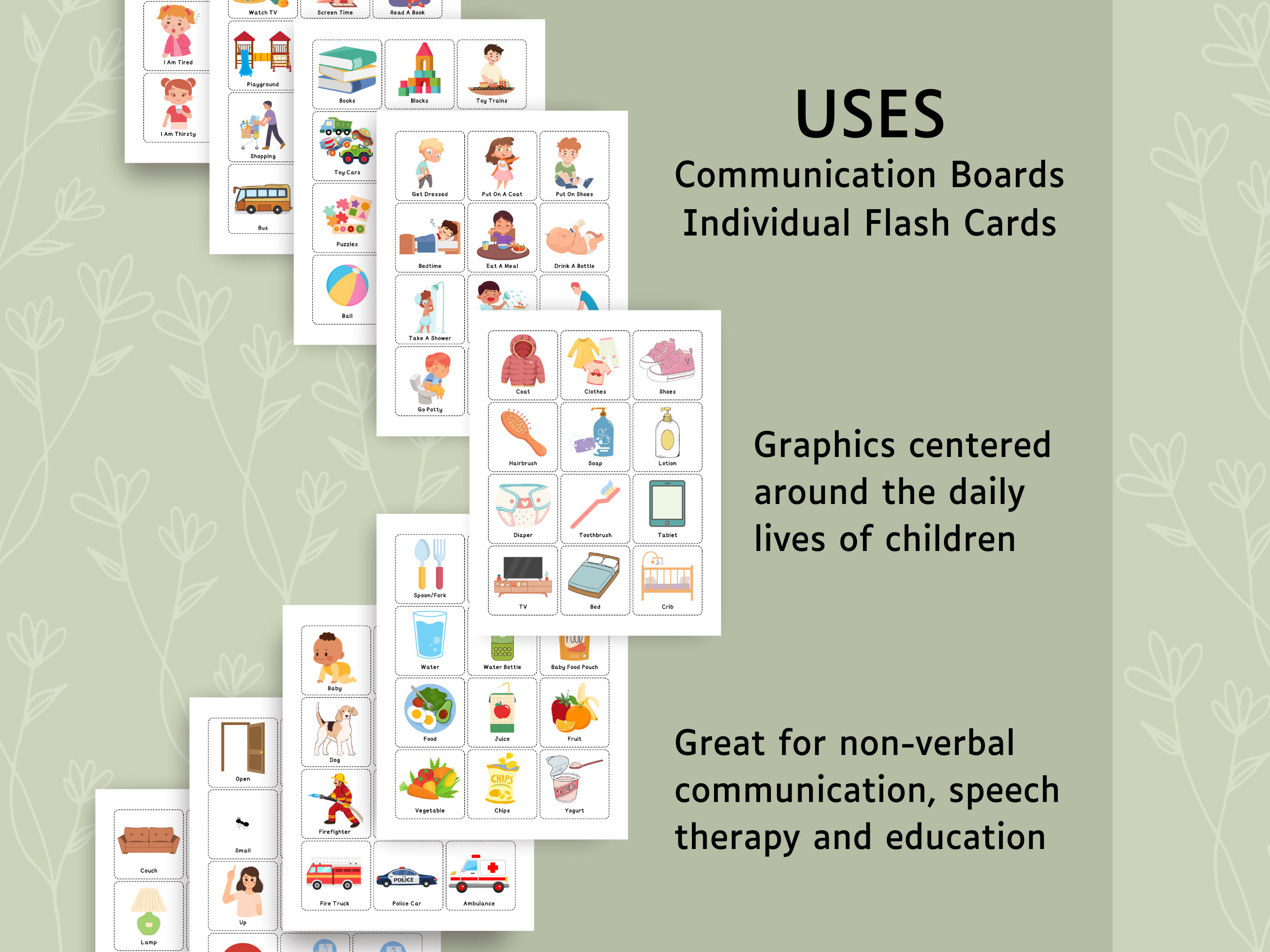 Visual Communication Cards for Autism, Printable Non Verbal Flash Cards ...