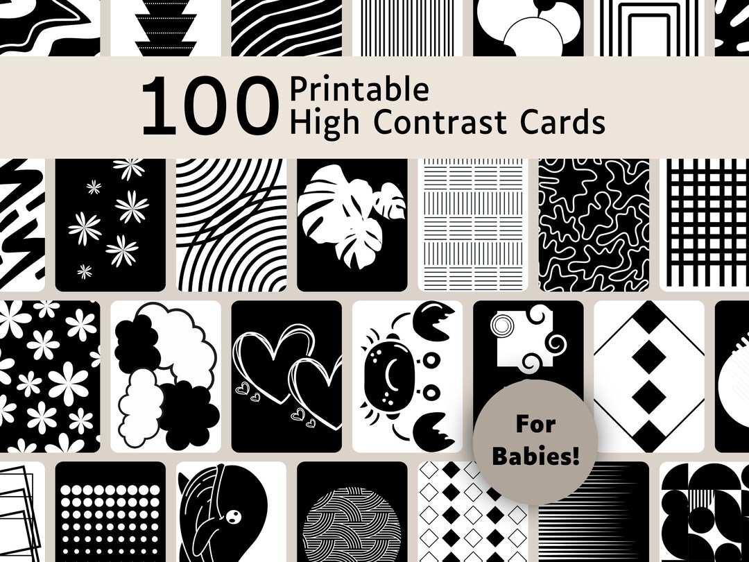 High Contrast Flashcards for Baby Development, High Contrast Montessori ...
