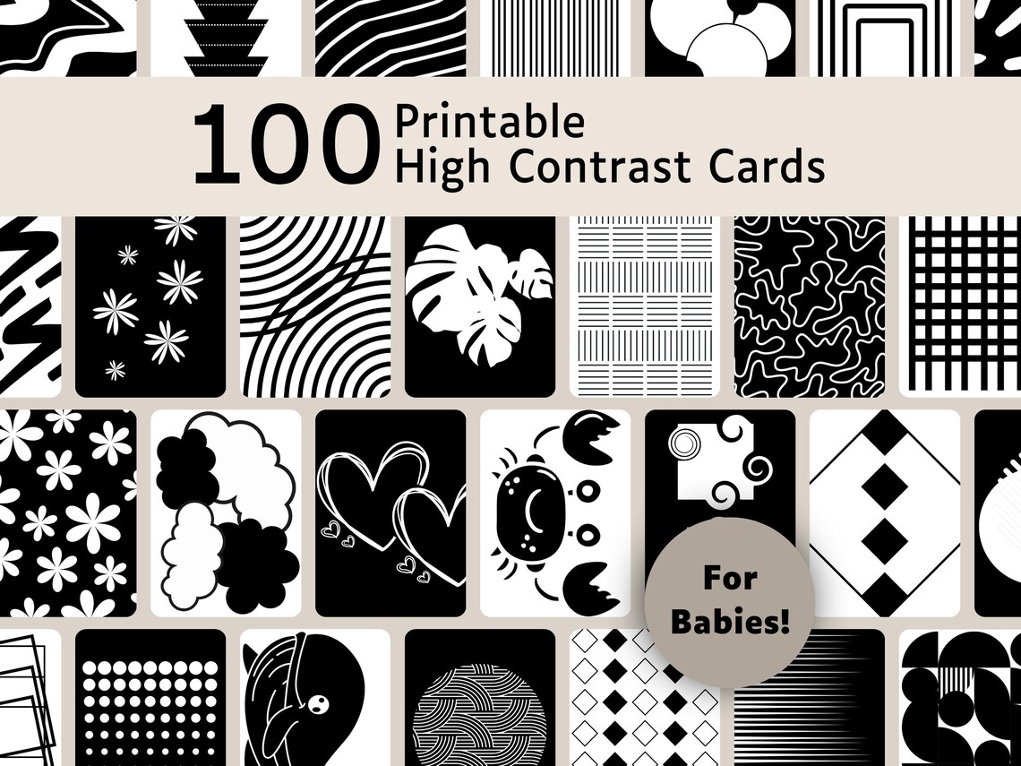 High Contrast Flashcards for Baby Development, High Contrast Montessori ...