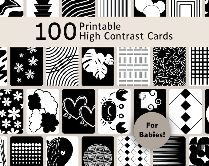 Black & White Baby Sensory Cards - High Contrast Printable Montessori ...