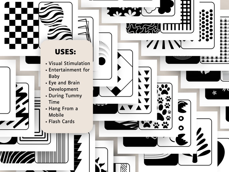 High Contrast Flashcards for Baby Development, High Contrast Montessori ...